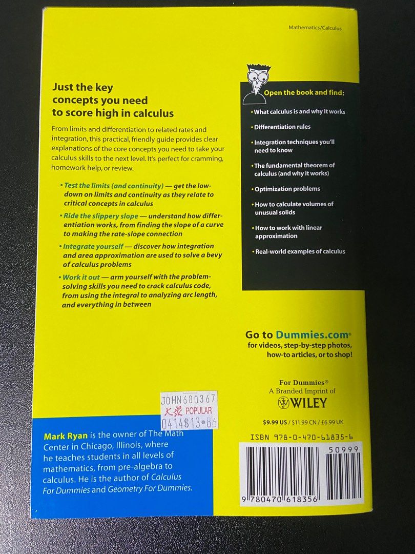 calculus essentials for dummies, alternative energy demystified, organic chemistry, probability ...