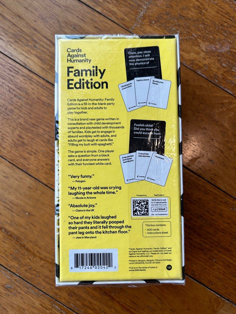 Cards Against Humanity- family edition, Hobbies & Toys, Toys & Games on ...