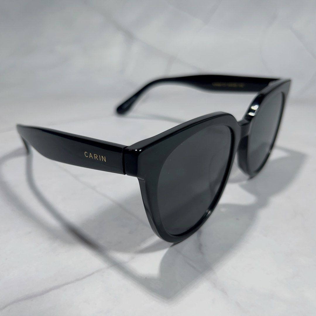 Carin Sunglasses | Kirsten C1 | Round black frame black lenses, Women's ...