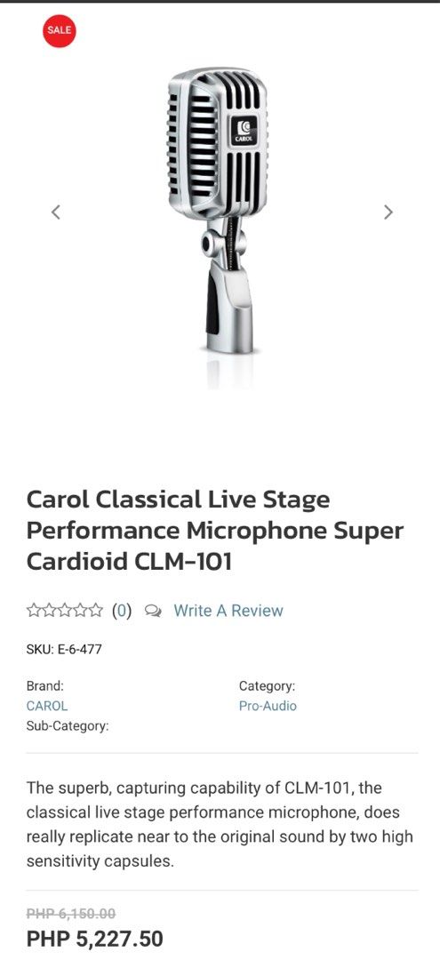 Carol Classical Microphone, Audio, Microphones on Carousell