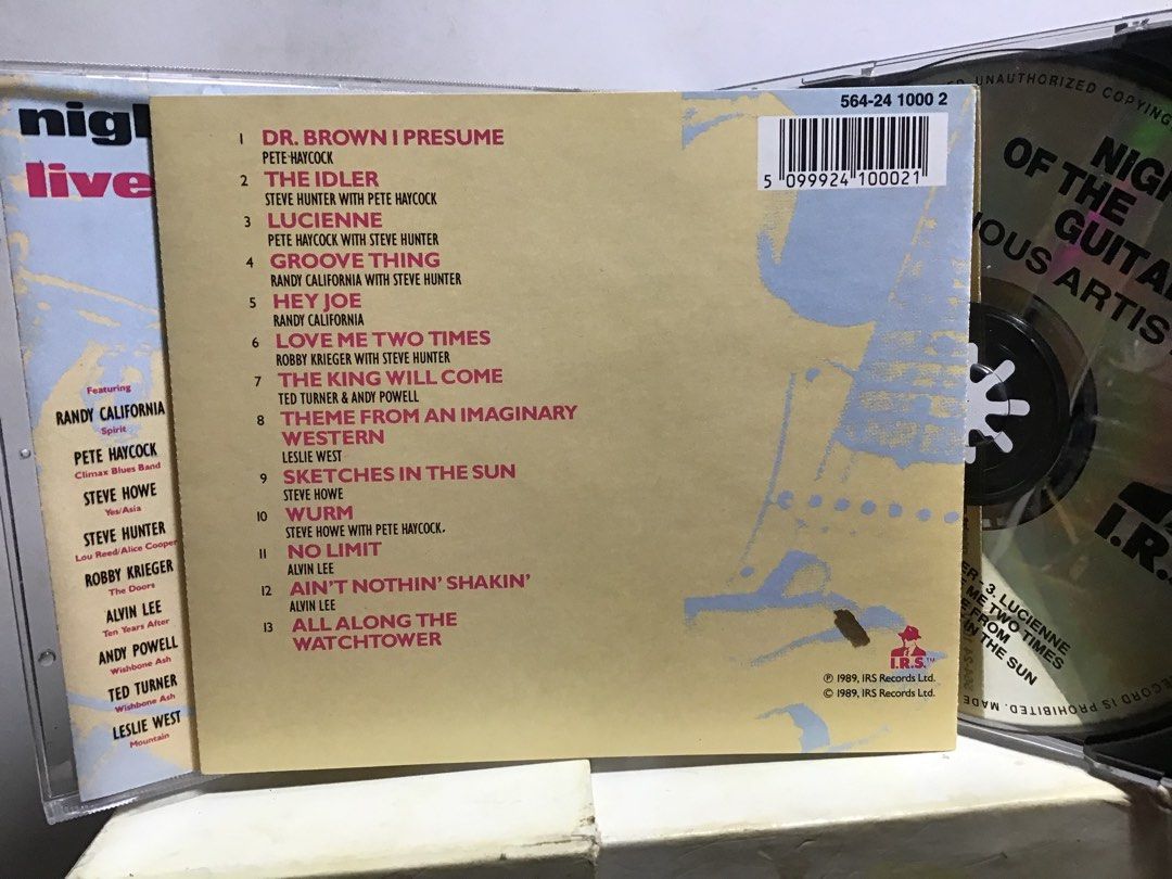 CD Night of the Guitar - Leslie West Steve Howe Robby Krieger Alvin Lee ...