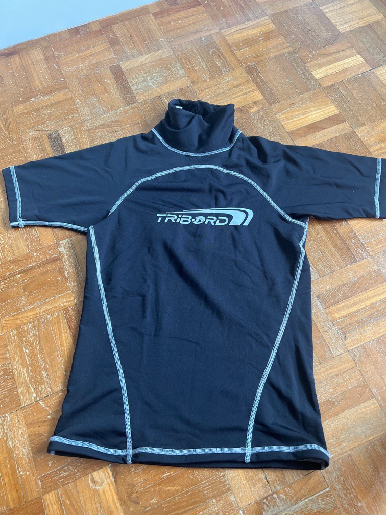 Decathlon Black Swim Rash Guard Top, Women's Fashion, Swimwear, Rash ...