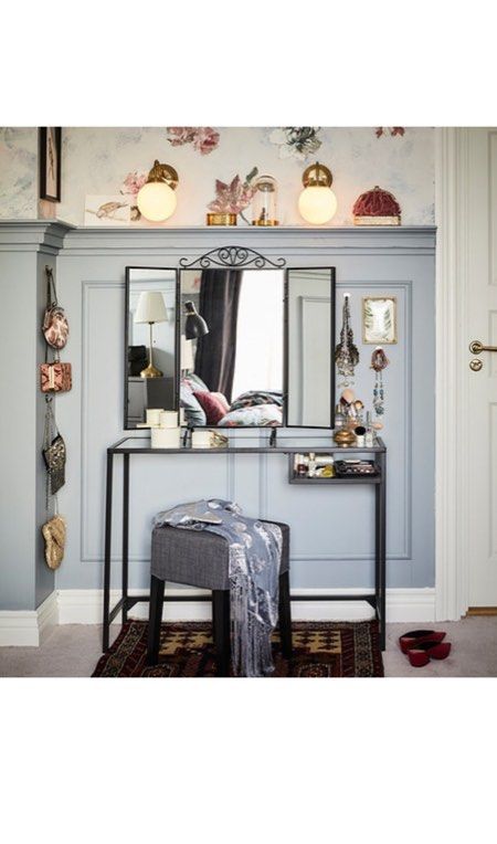 Dressing table, VITTSJO Laptop table Black-brown/glass 100x36 Malm ...