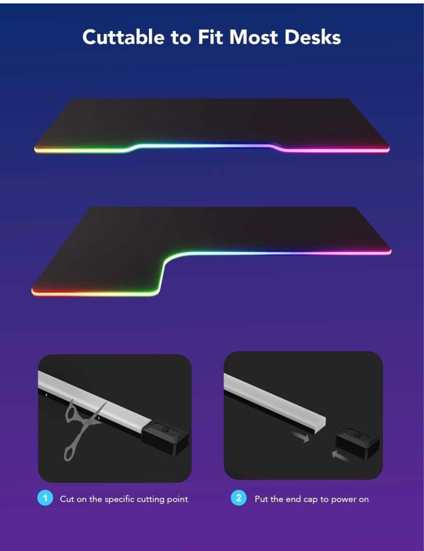 Govee RGBIC Gaming Desk Lights, 3m or 5m Neon Rope Lights Soft Lighting ...