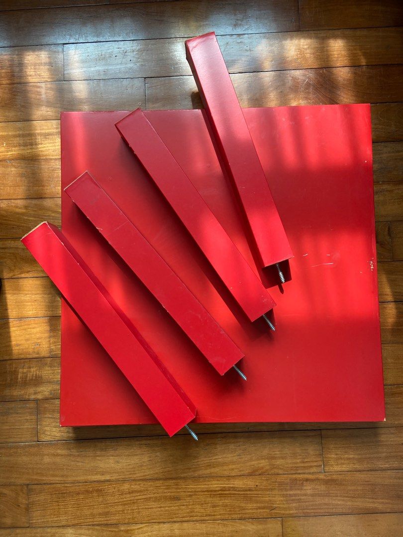 Ikea square red table, Furniture & Home Living, Furniture, Tables ...