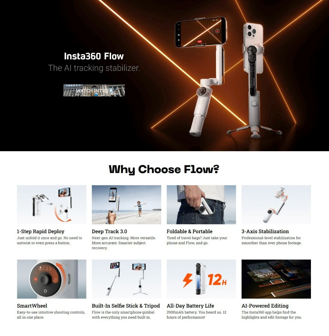Insta360 Flow - The AI Tracking Smartphone Stabilizer, Photography ...