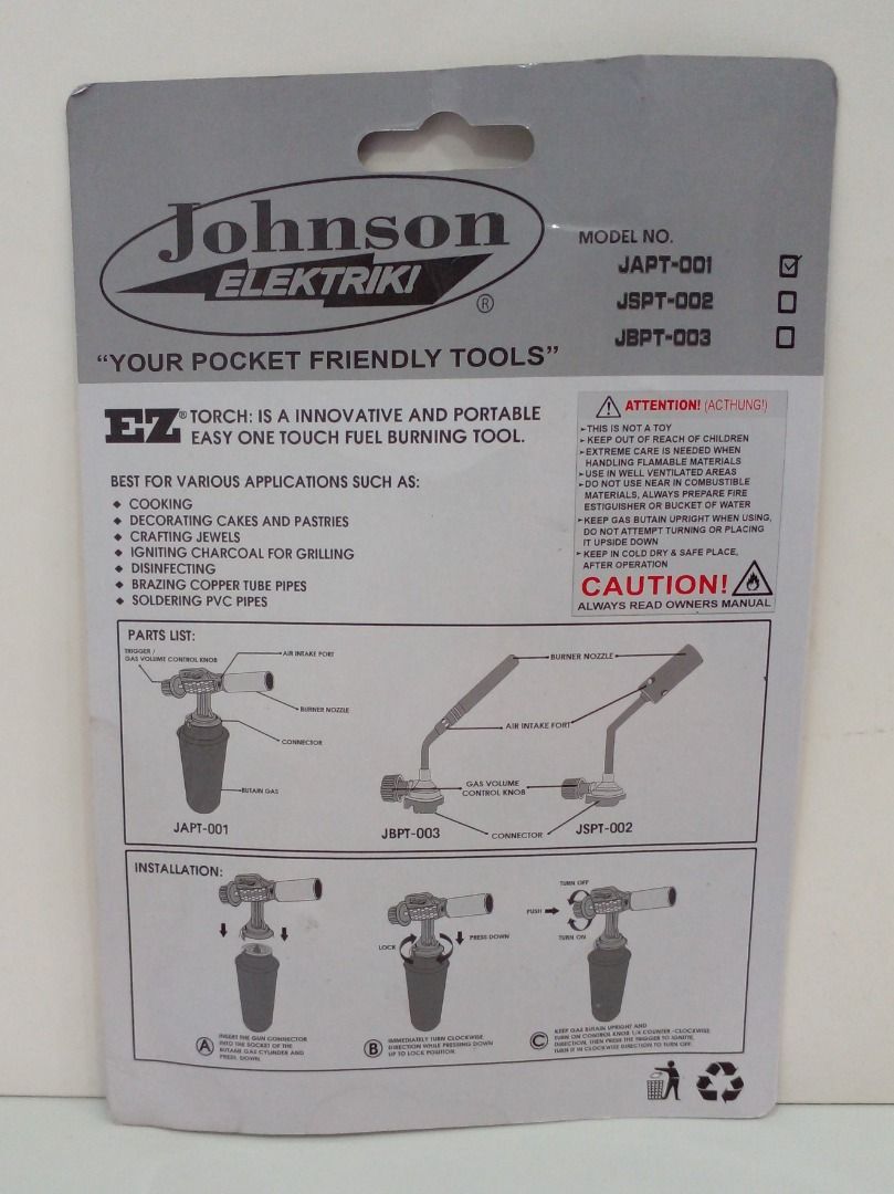 JOHNSON ELEKTRIK AUTO PORTABLE TORCH JAPT-001, Furniture & Home Living ...