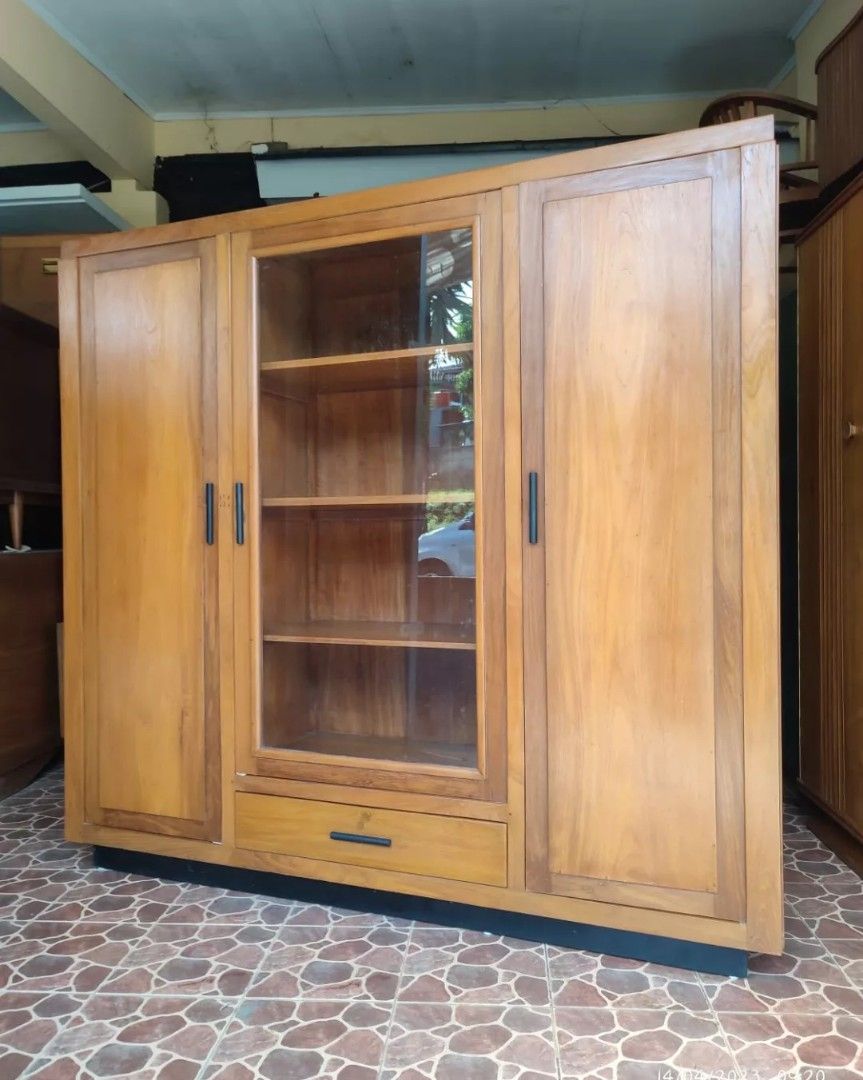 Lemari Buku Display Kain Art Deco Original Vintage Antik Kayu Jati Tua ...