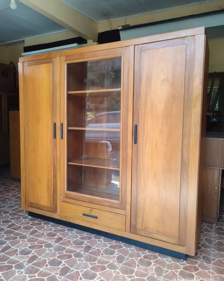 Lemari Buku Display Kain Art Deco Original Vintage Antik Kayu Jati Tua ...