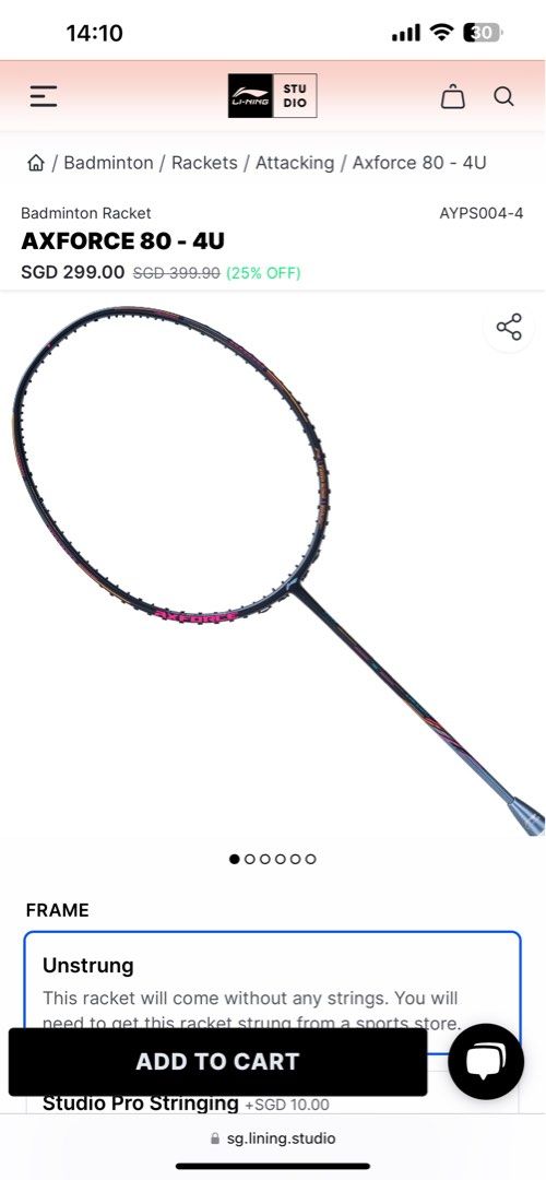 LINING axforce 80-4U, Sports Equipment, Sports & Games, Racket & Ball ...
