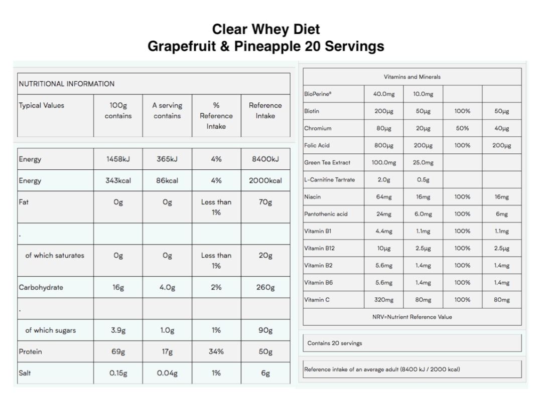 Myprotein Clear Whey Protein Diet 500g, Health & Nutrition, Health ...