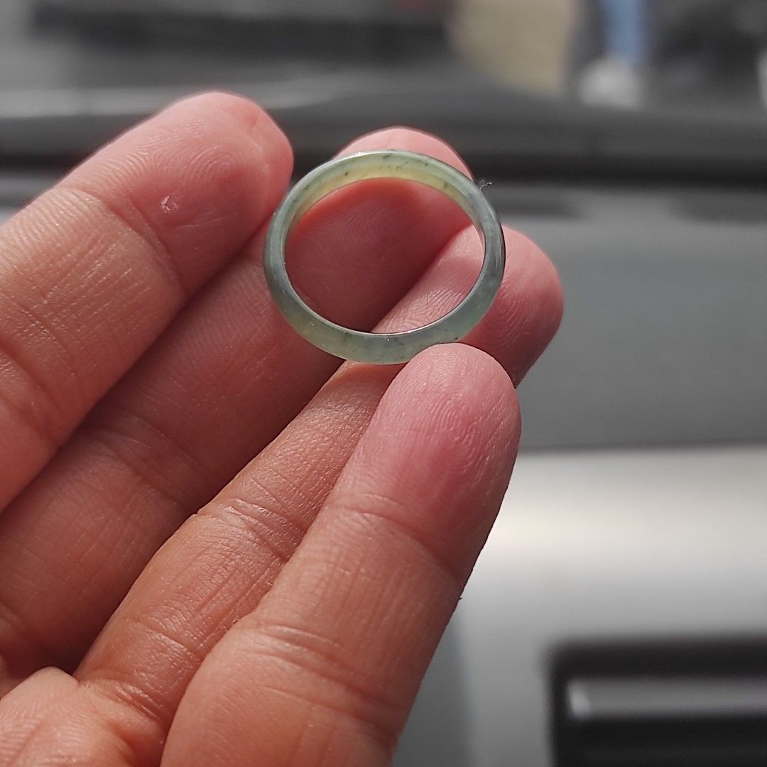 Natural Jadeite Bangle Ring Icy Blue with floating black, Women's ...