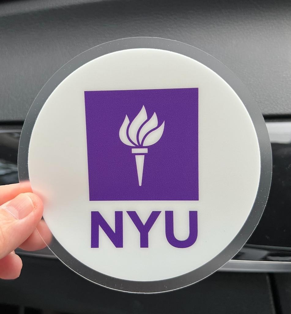 NYU NEW YORK UNIVERSITY , USA . Static Cling Car Decals . 11cm diameter ...