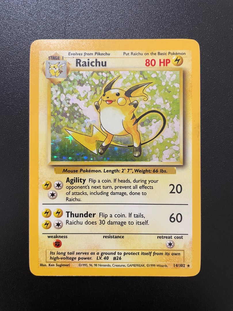 Pokemon TCG Pokemon TCG vintage Raichu - 14/102 - Holo Unlimited Base ...