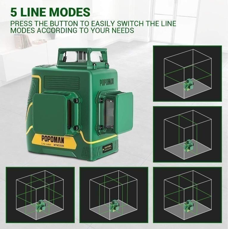 POPOMAN 3D & 3 x 360° Laser Level, Self-Leveling & Pulse Mode, Magnetic ...