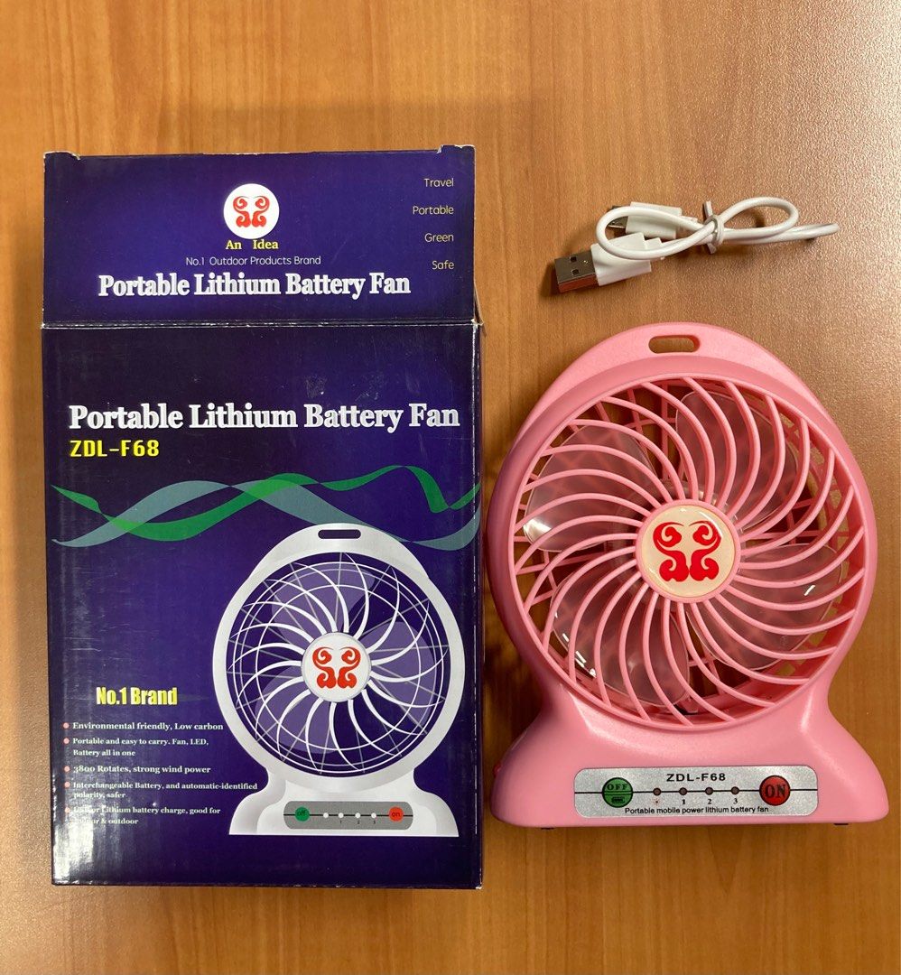Portable Lithium Battery Fan, Furniture & Home Living, Lighting & Fans ...
