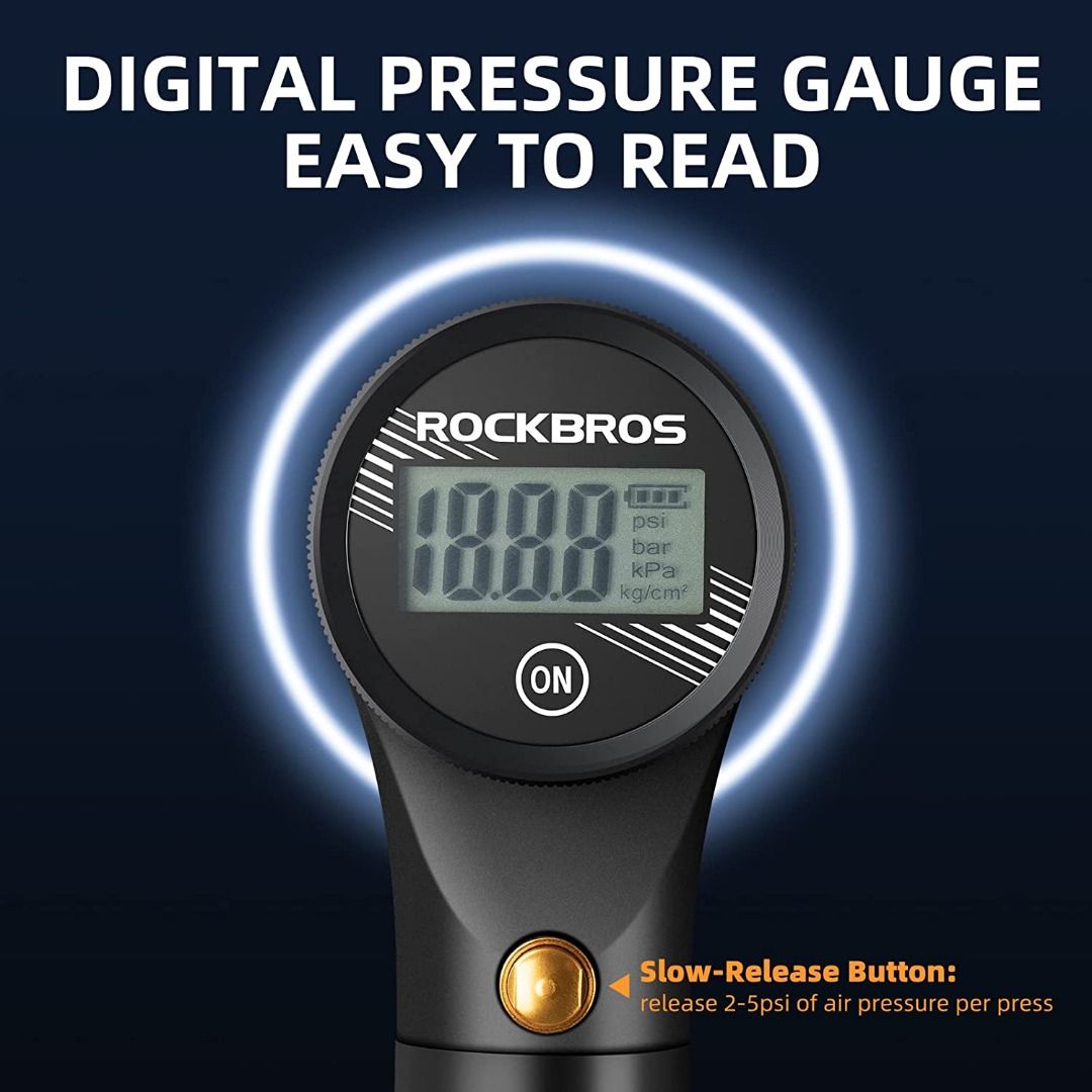 ROCKBROS Bike Tire/Shock Pump Portable Bicycle Pump, 320PSI High ...