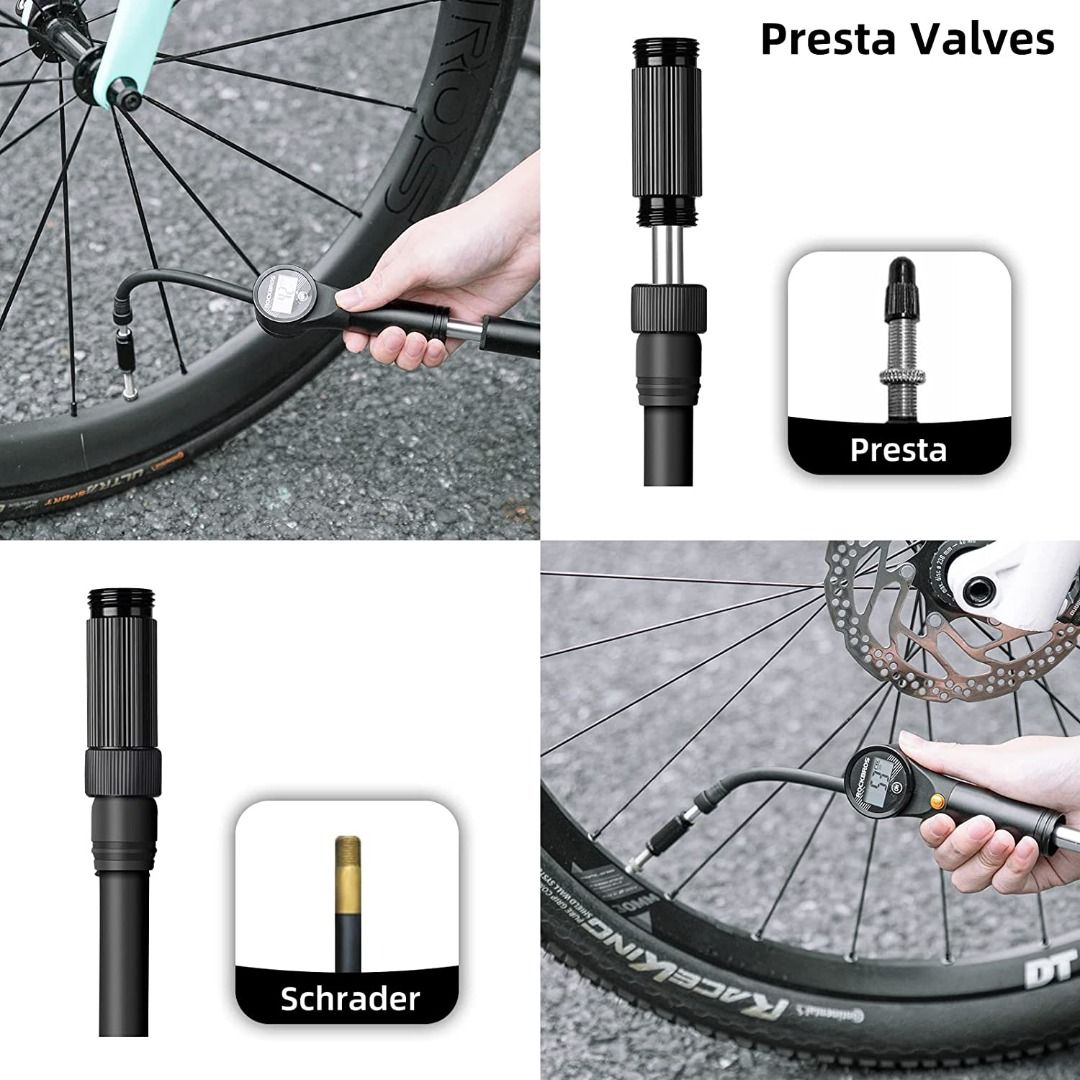 ROCKBROS Bike Tire/Shock Pump Portable Bicycle Pump, 320PSI High ...