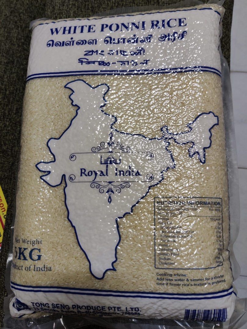 Royal India White Ponni Rice, Food & Drinks, Rice & Noodles on Carousell