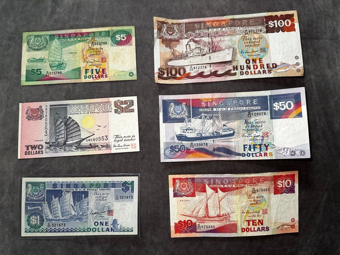 Singapore notes ship series $1, $2, $5, $10, $50, $100, Hobbies & Toys ...
