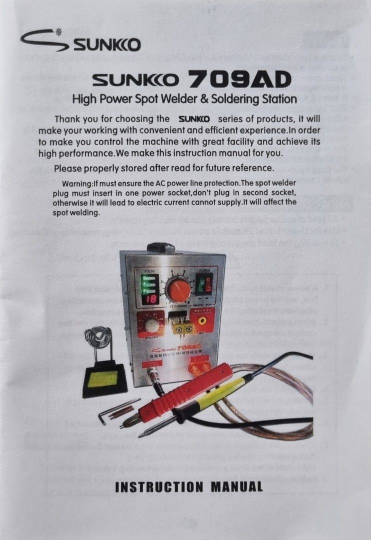 Spot welder SUNKKO 709AD with 70B movable spot welding pen, TV & Home ...