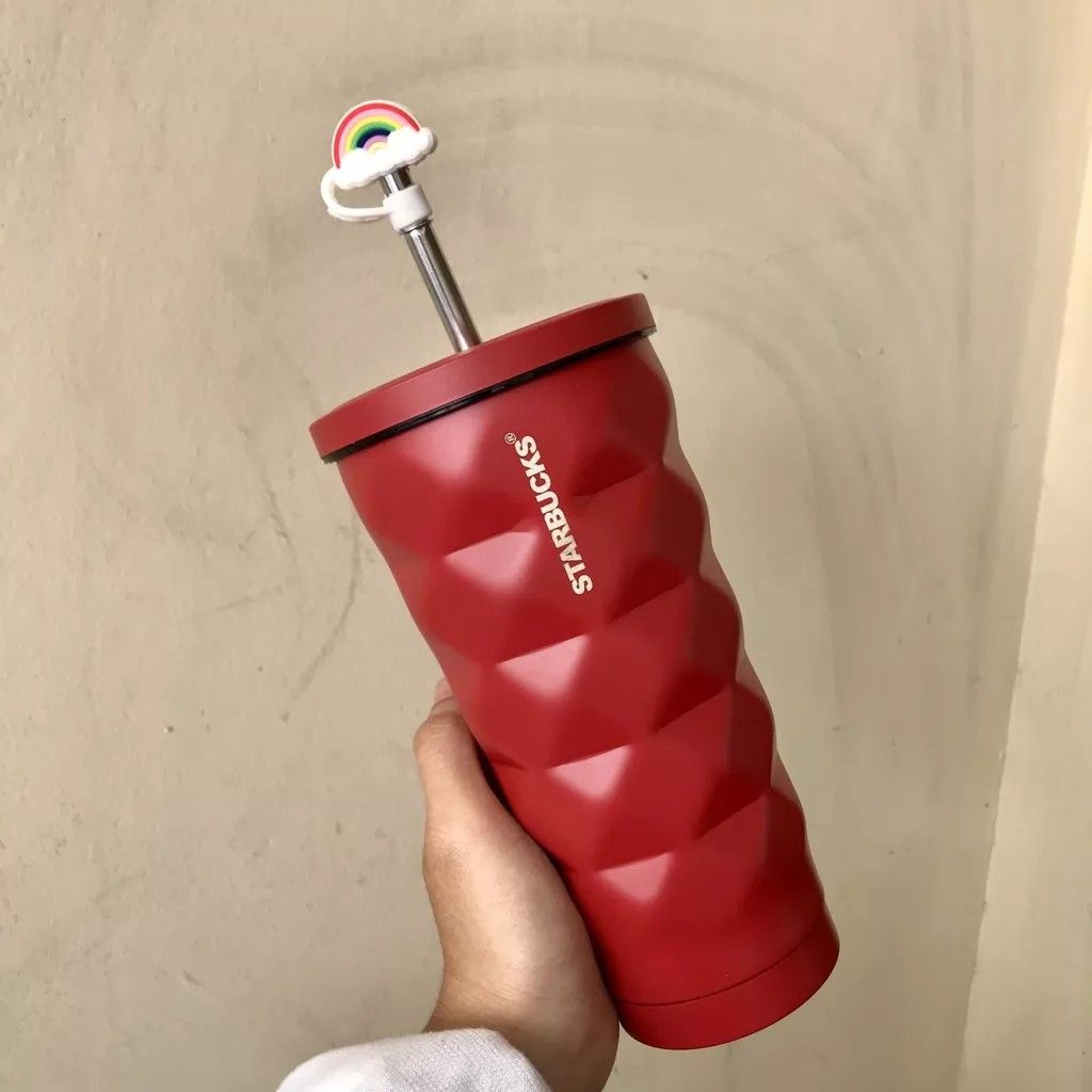 [NEW] Tumbler Starbucks Stainless wirg straw merah grande size, Barang ...