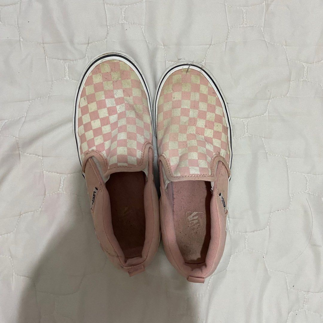 Vans Pink Checkerboard Slip-on, Women's Fashion, Footwear, Sneakers on ...