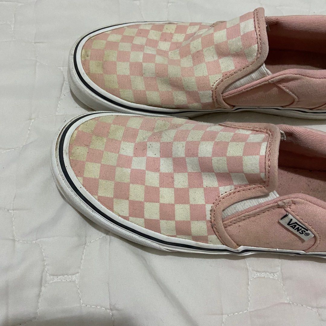 Vans Pink Checkerboard Slip-on, Women's Fashion, Footwear, Sneakers on ...
