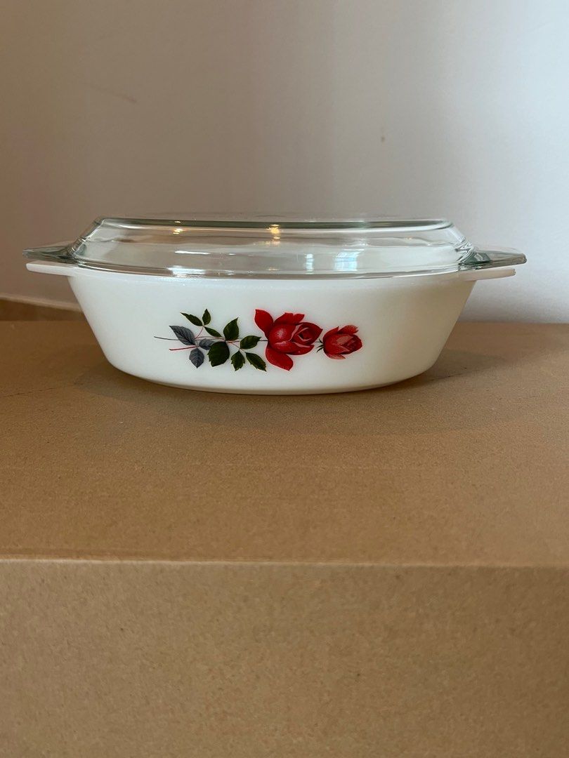 Vintage Pyrex June Rose Casserole with Lid, Furniture & Home Living ...