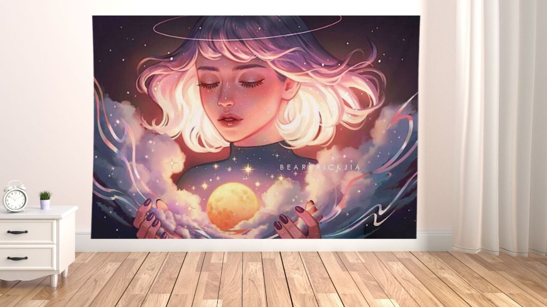 Decorative Blanket, Wall Tapestry designed with fantasy girl, Hobbies ...