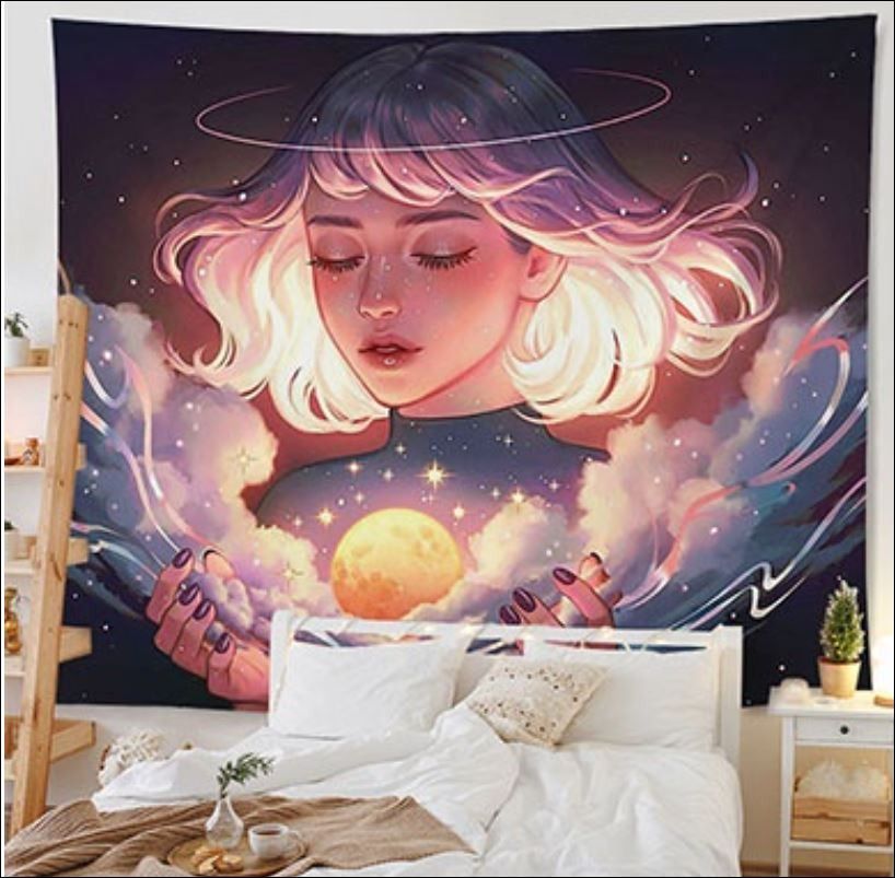 Decorative Blanket, Wall Tapestry designed with fantasy girl, Hobbies ...