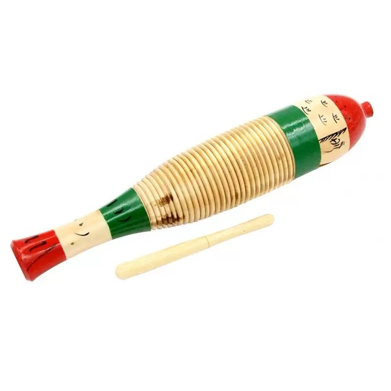 Wooden Fish Shape Guiro Percussion Instrument with Scraper, Hobbies ...