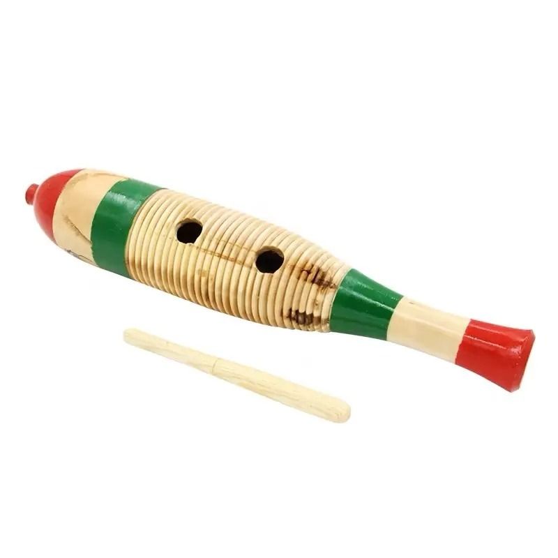 Wooden Fish Shape Guiro Percussion Instrument with Scraper, Hobbies ...