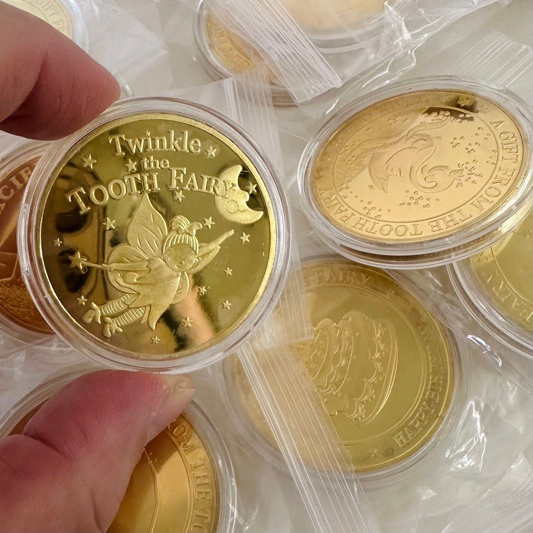 8pcs Tooth Fairy Gold Coin Reward Golden Money Commemorative Coin ...
