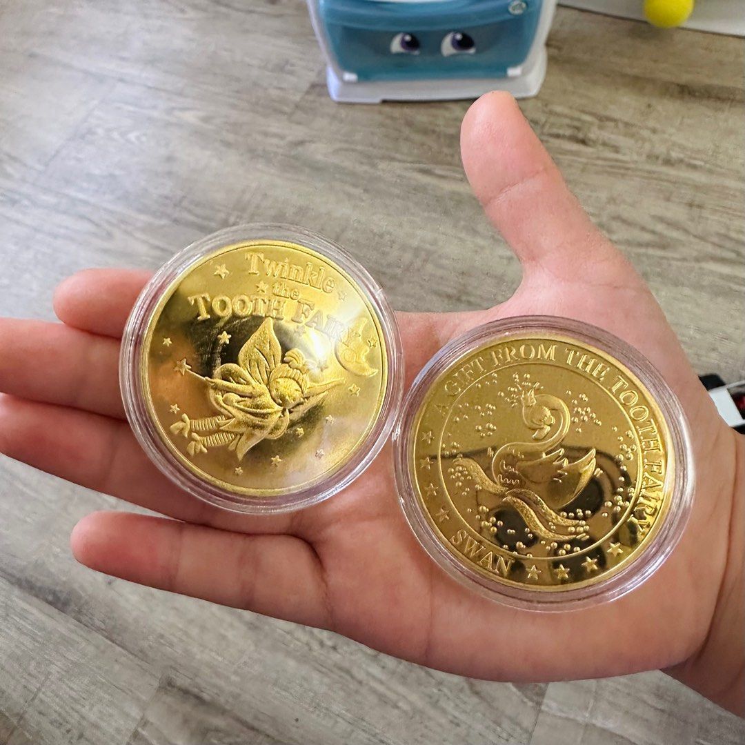 8pcs Tooth Fairy Gold Coin Reward Golden Money Commemorative Coin ...