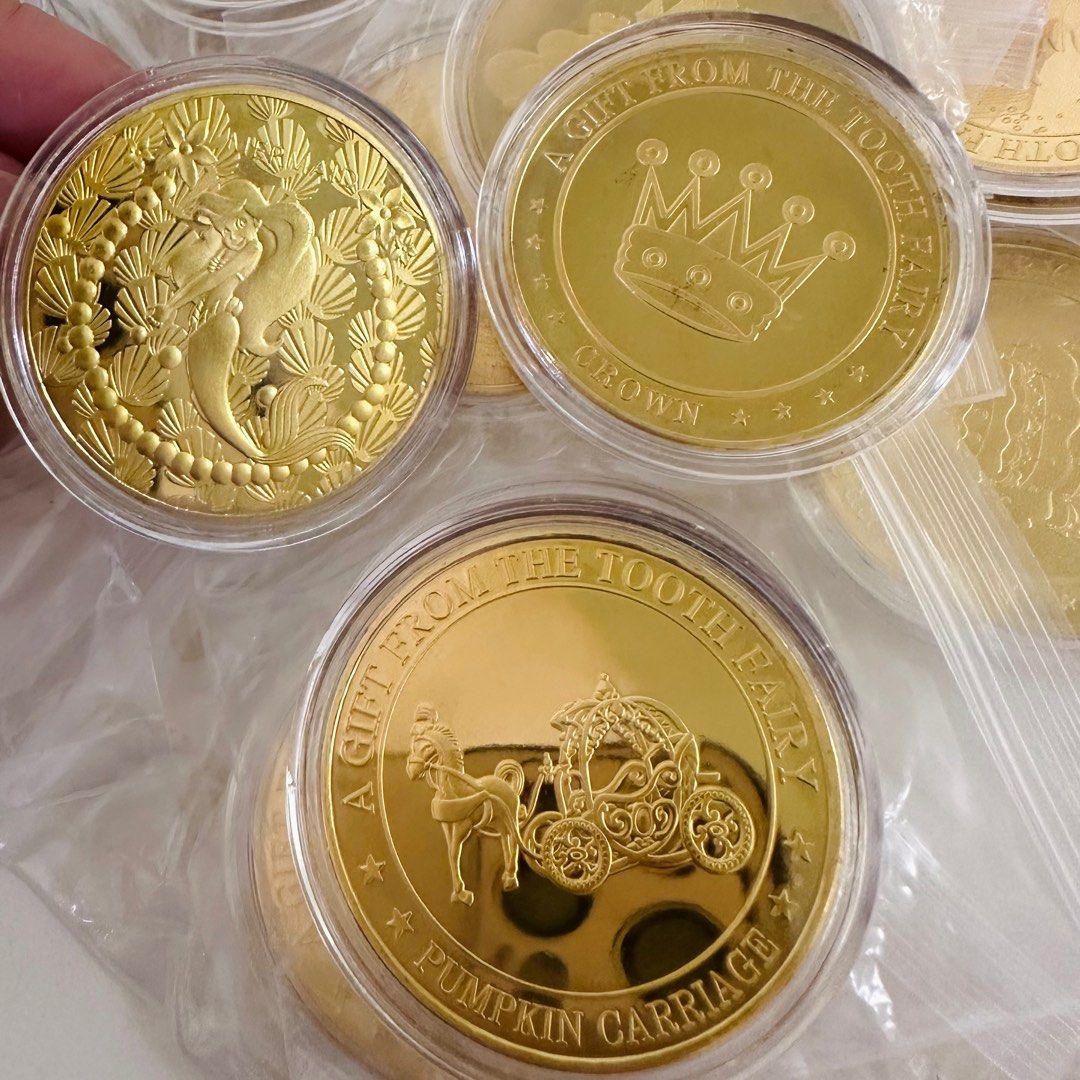 8pcs Tooth Fairy Gold Coin Reward Golden Money Commemorative Coin ...