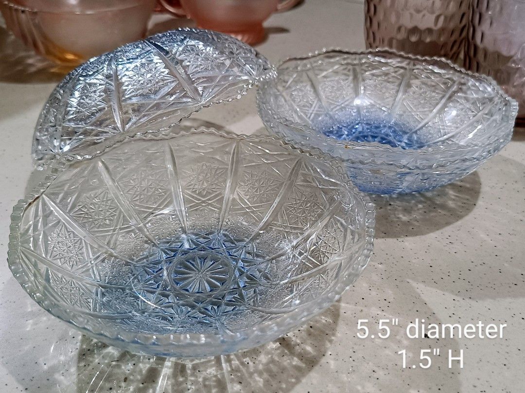 #1 - Set of 3pcs Vintage Glasswares Depression Glass UV Reactive Glass ...