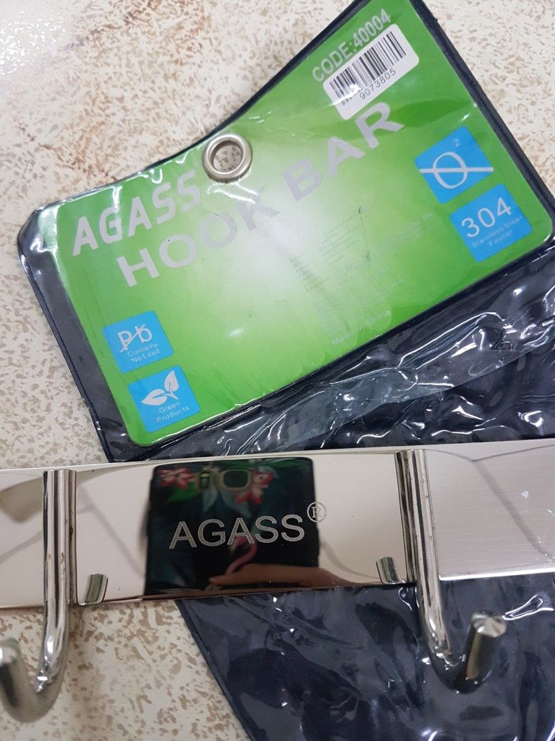AGASS Hook Bar SUS 304 Solid Stainless Steel, Furniture & Home Living ...