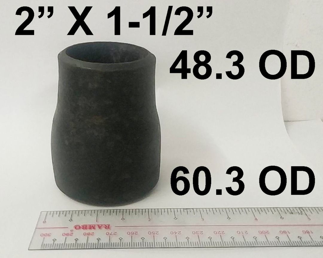 BI CONCENTRIC REDUCER 2" X 1-1/2" SCH40 BUTTLWED BLACK IRON ( 60.3MM OD ...