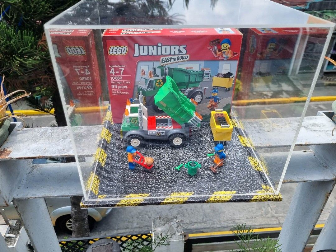 Built LEGO Juniors Garbage Truck with acrylic cover, Hobbies & Toys ...