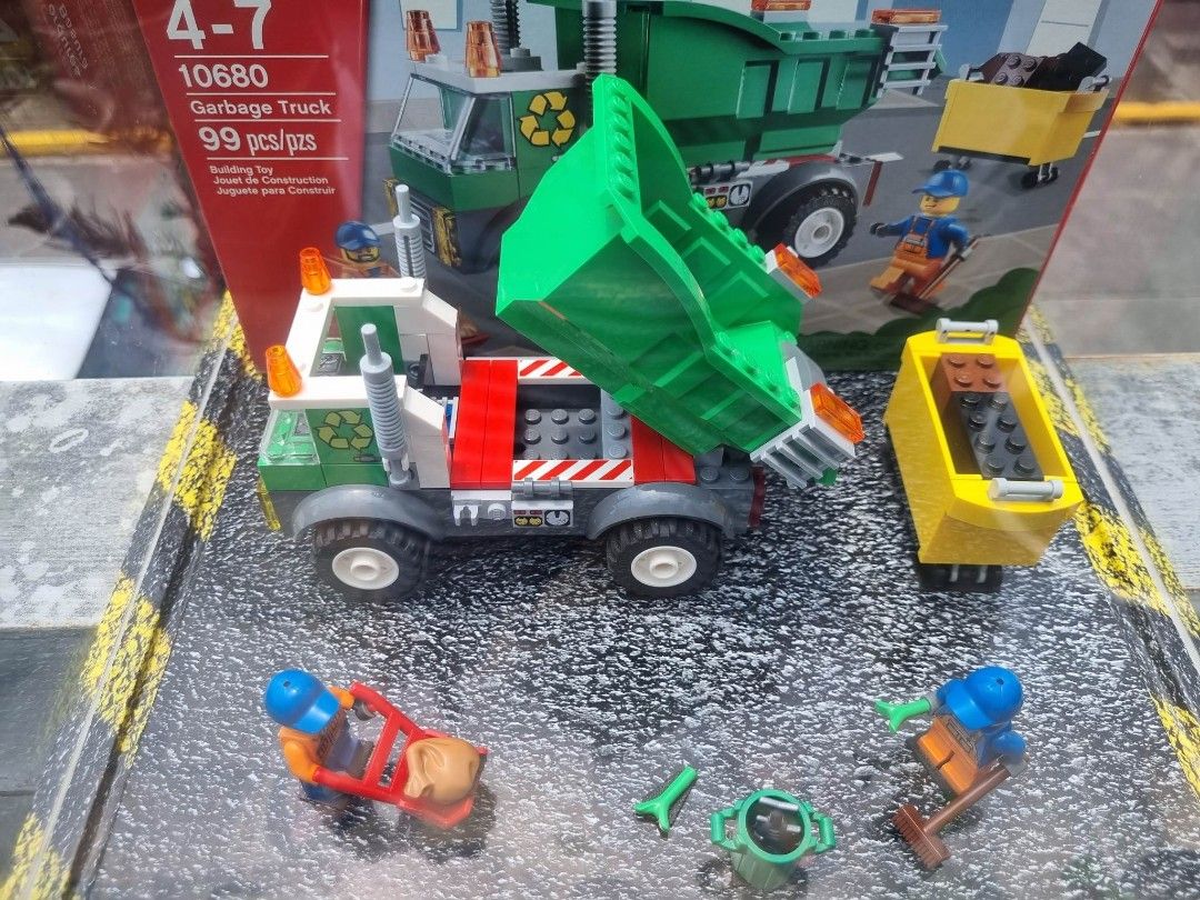 Built LEGO Juniors Garbage Truck with acrylic cover, Hobbies & Toys ...