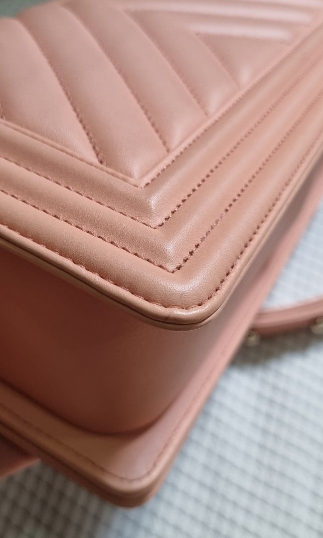 Chanel Boy Sakura Pink/Peach with GHW, Luxury, Bags & Wallets on Carousell