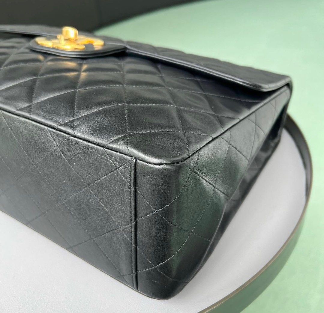 Chanel Vintage Big CC Maxi Flap Maxi Lambskin Black Ghw, Luxury, Bags ...