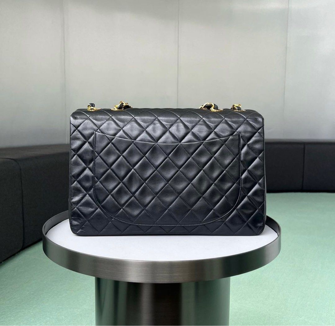 Chanel Vintage Big CC Maxi Flap Maxi Lambskin Black Ghw, Luxury, Bags ...