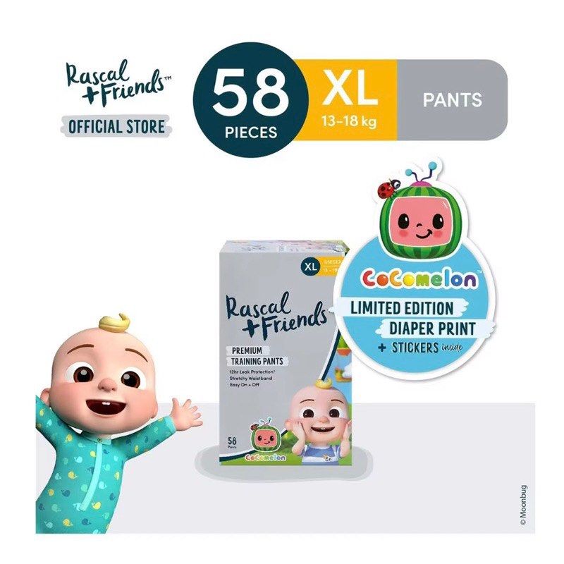 Cocomelon rascal and friends diaper XL, Babies & Kids, Bathing ...