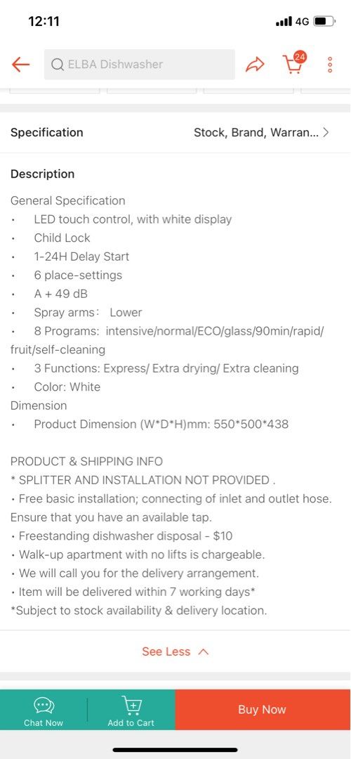 Elba Dish washing machine, TV & Home Appliances, Washing Machines and ...
