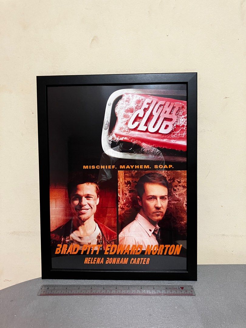 Fight Club 1999 poster with frame, Furniture & Home Living, Home Decor ...