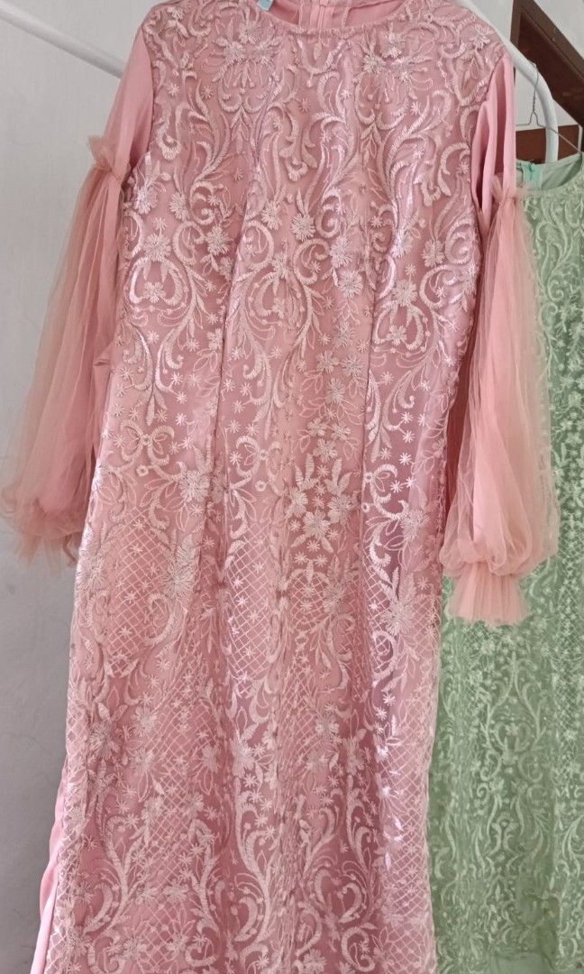 gaun pink aga peach untuk undangan, Bridesmaids, tunangan, Fesyen ...