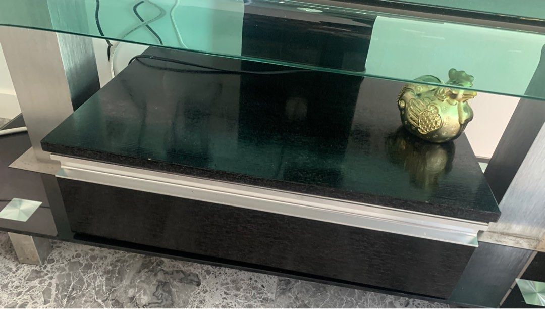 Glass Tv Console with Storage, Furniture & Home Living, Furniture, TV ...