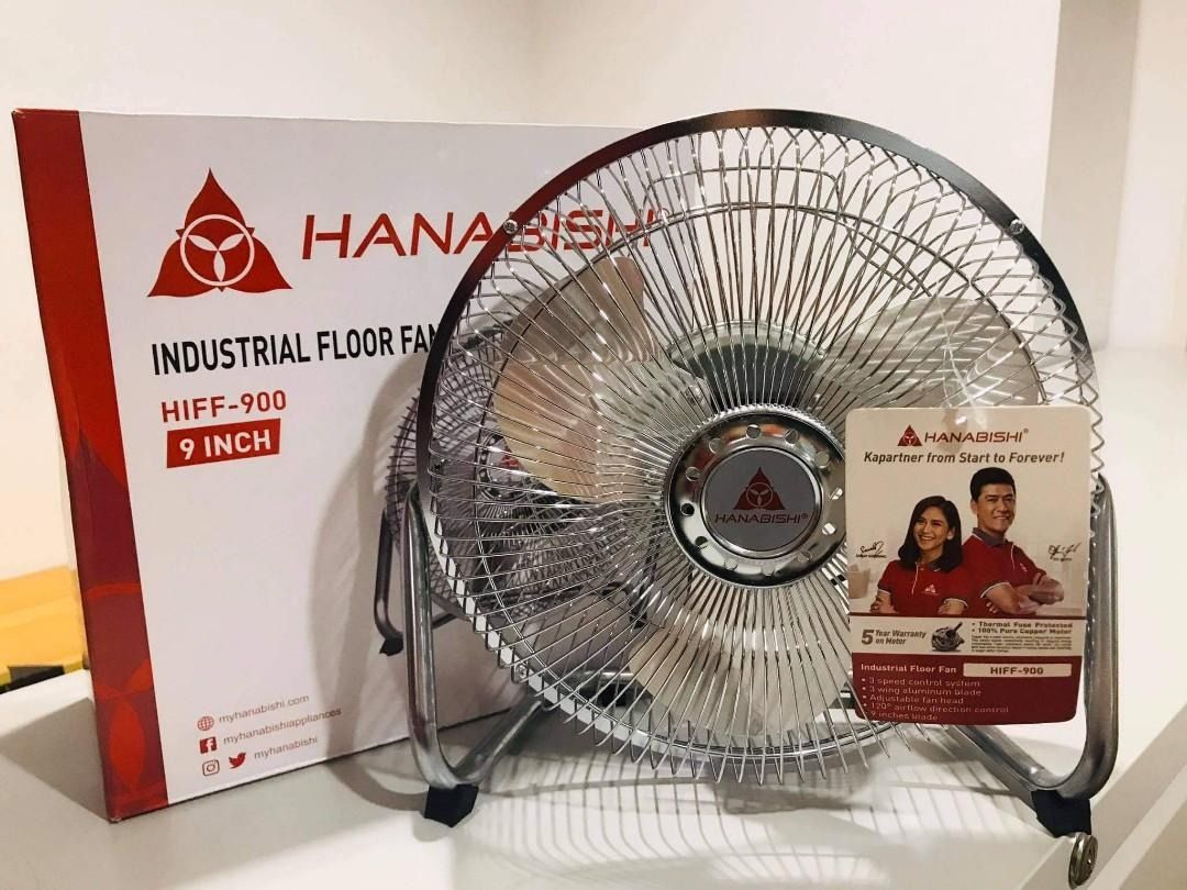 Hanabishi 9" Industrial Electric Floor Fan HIFF-900 Chrome/Silver on ...
